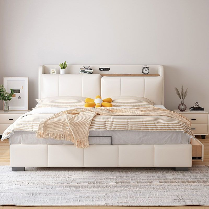 Giường ngủ gỗ bọc da kèm kệ đầu giường đa năng Pula PB47