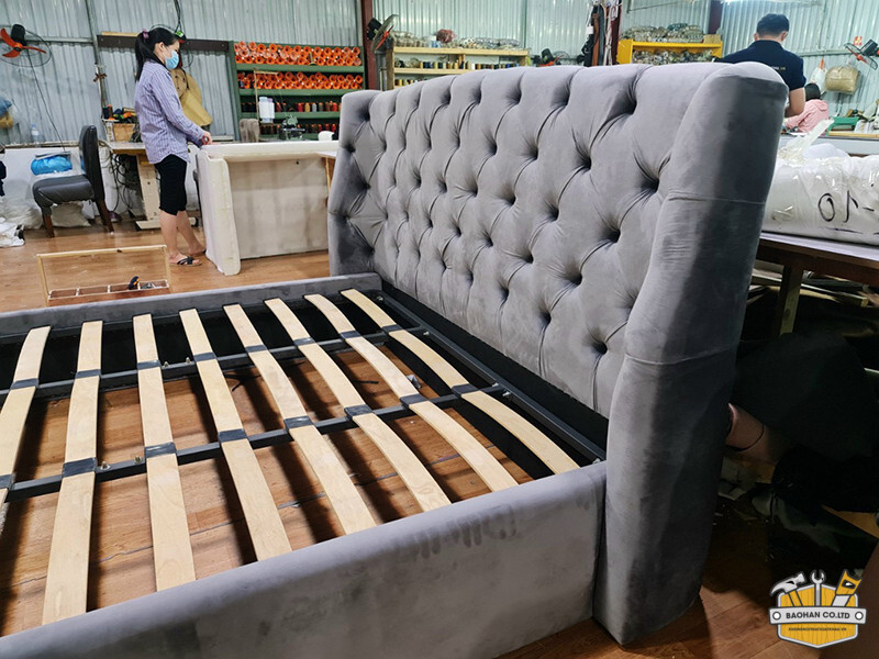 Giường ngủ đệm vải nhung Pula PB19 hiện đại